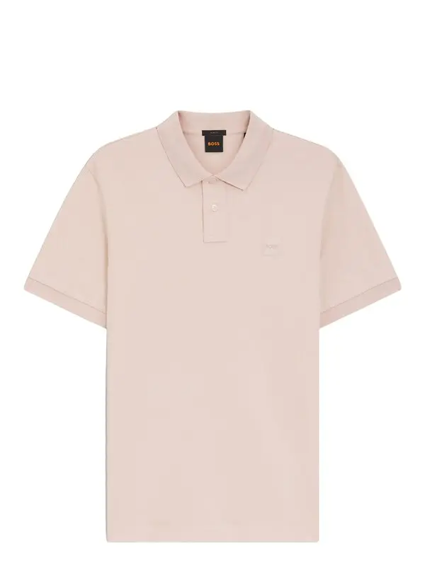 BOSS Stretch-cotton Slim-fit Polo Shirt With Logo Patch - Light Pink