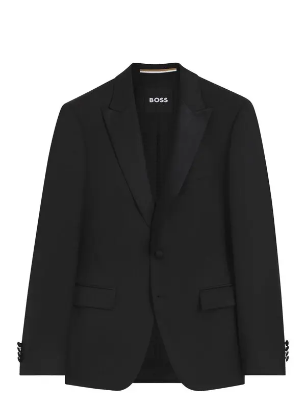 BOSS Slim-fit Tuxedo Jacket In Wool Serge - Black