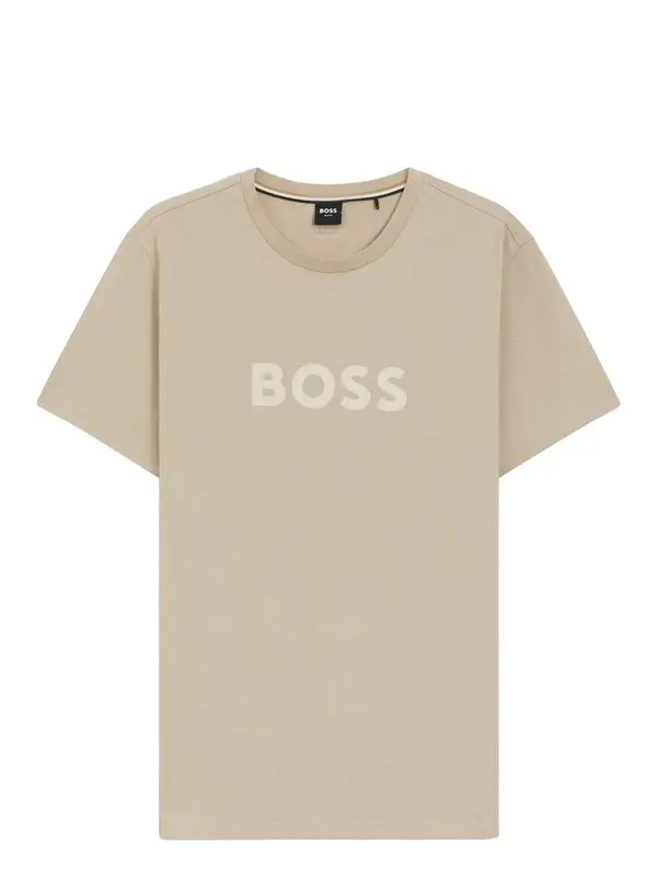 BOSS Cotton-jersey T-shirt With Logo Print - Light Beige