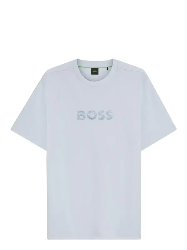 BOSS Cotton-jersey T-shirt With Golf-inspired Logo - Light Blue