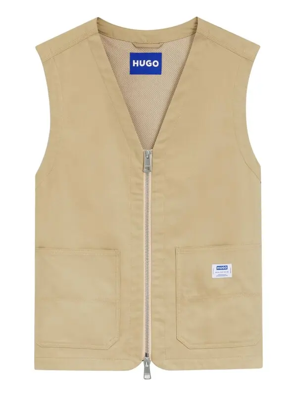 Hugo Relaxed-fit Mercerized Cotton Gilet - Beige