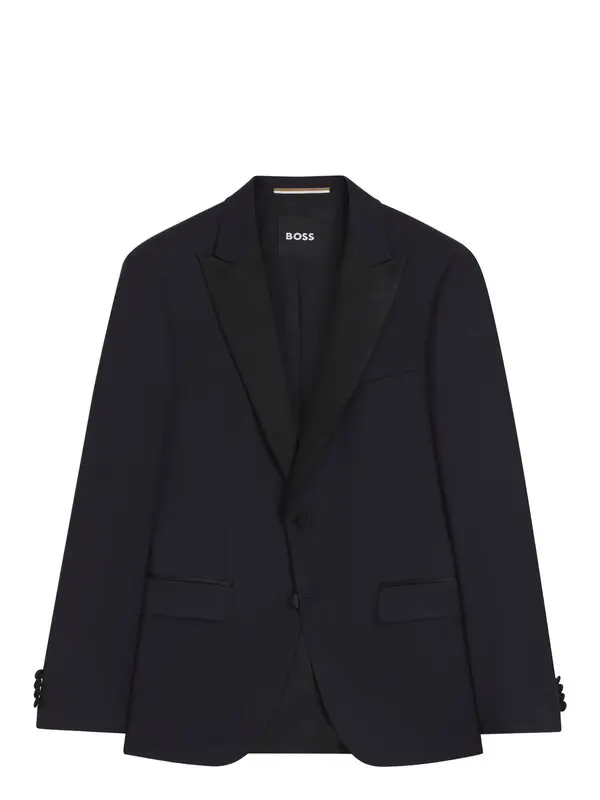 BOSS Slim-fit Tuxedo Jacket In Wool Serge - Dark Blue
