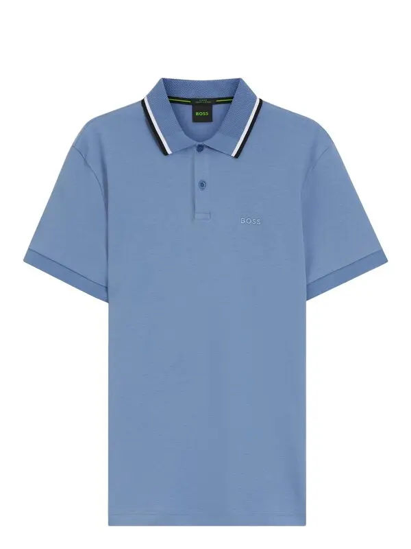 BOSS Paddy Slim-fit Polo Shirt In Interlock Cotton - Light Blue