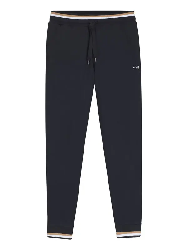 BOSS Cotton-terry Tracksuit Bottoms With Signature Stripes And Logo - Black