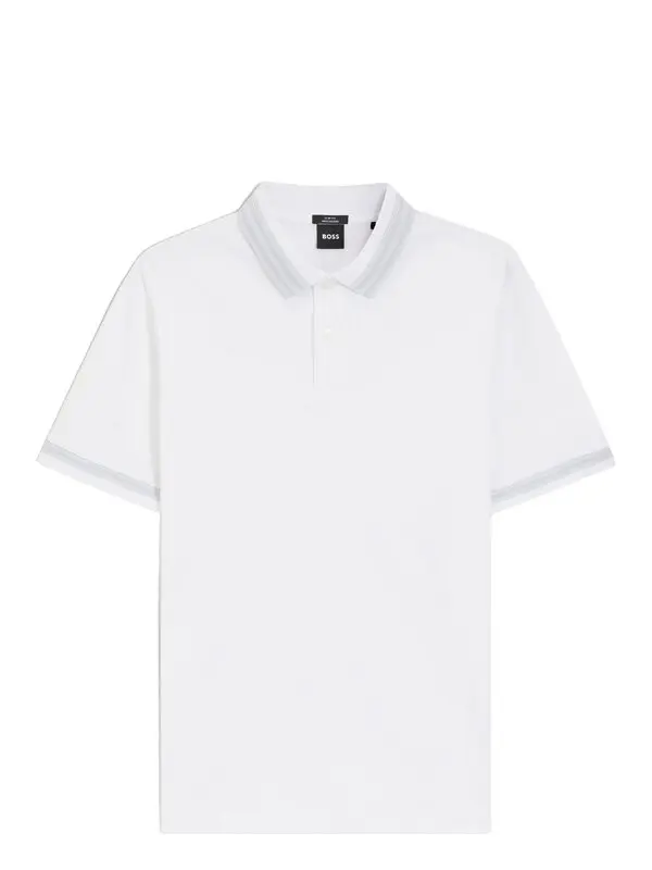 BOSS Contrast-tipping Slim-fit Polo Shirt In Mercerised Cotton - White