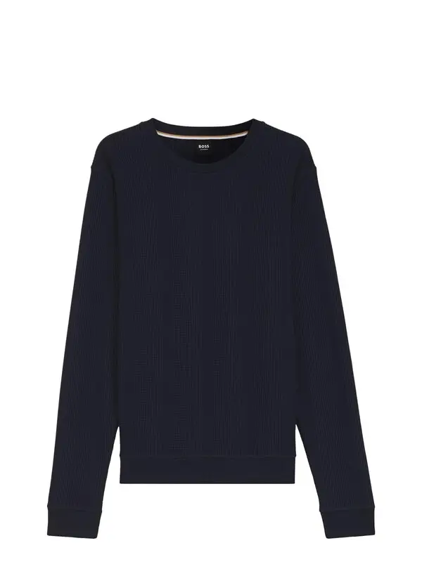 BOSS Cotton-blend Waffle-texture Sweatshirt - Dark Blue