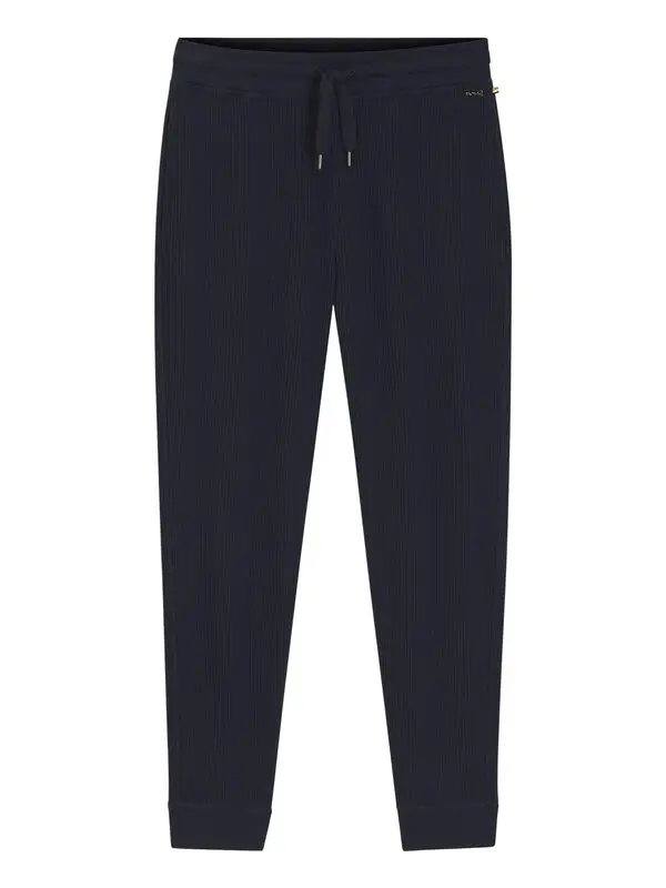 BOSS Cotton-blend Sweatpants With Waffle Structure - Dark Blue