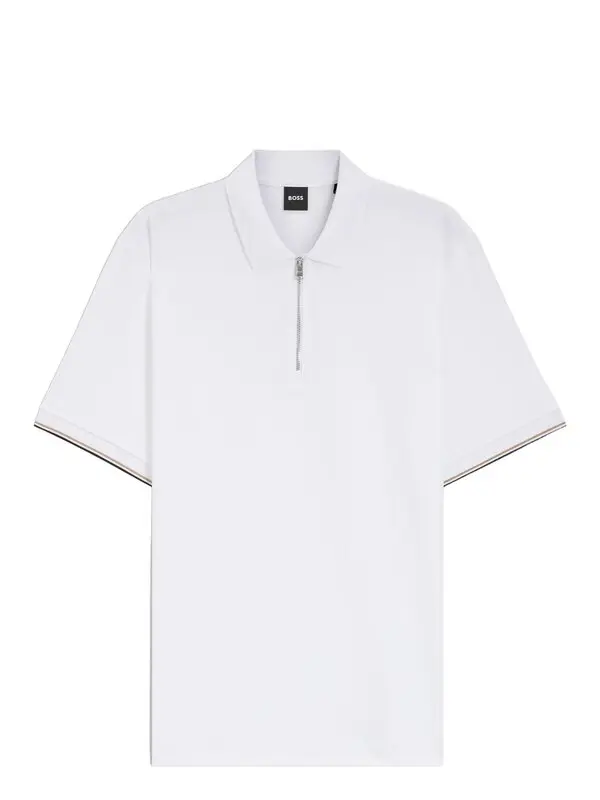 BOSS Cotton-piqué Polo Shirt With Zip Neck - White