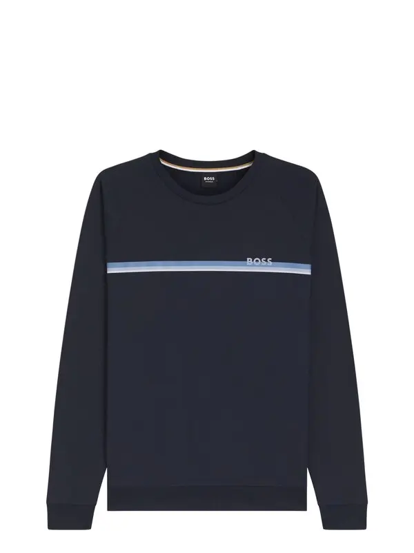 BOSS Cotton-terry Sweatshirt With Stripe Detail - Dark Blue