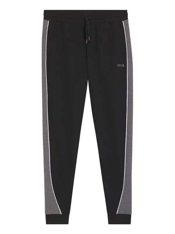 BOSS Contrast-piping Tracksuit Bottoms In A Cotton Blend - Black