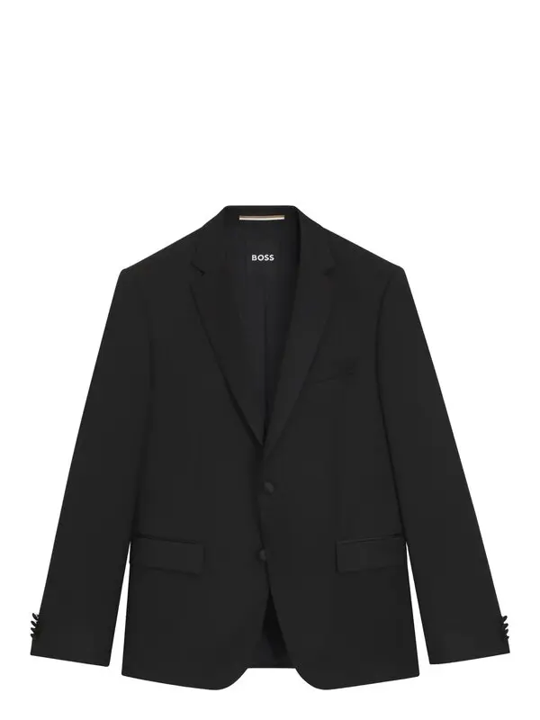 BOSS Slim-fit Tuxedo Jacket In Virgin-wool Serge - Black