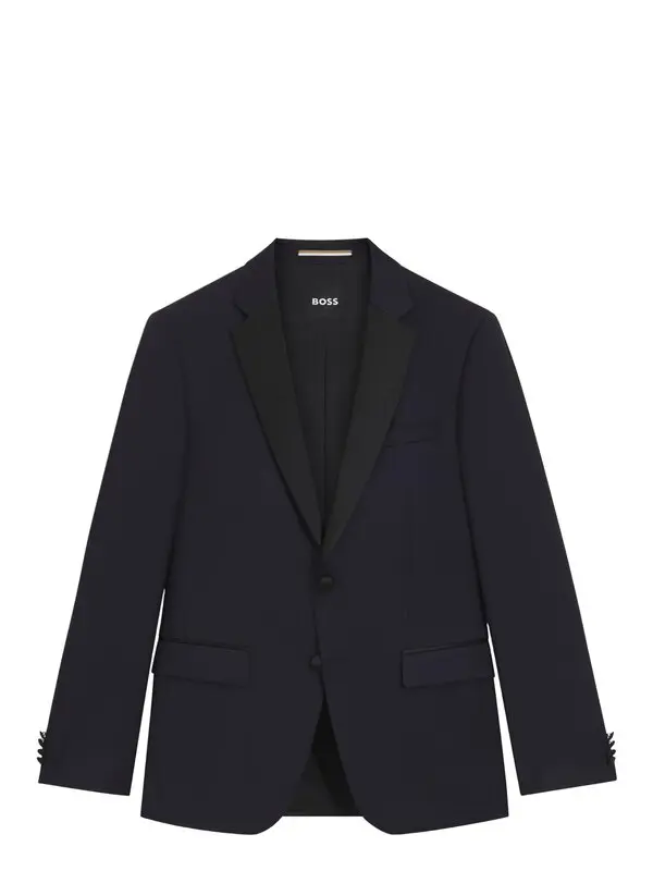 BOSS Slim-fit Tuxedo Jacket In Virgin-wool Serge - Dark Blue
