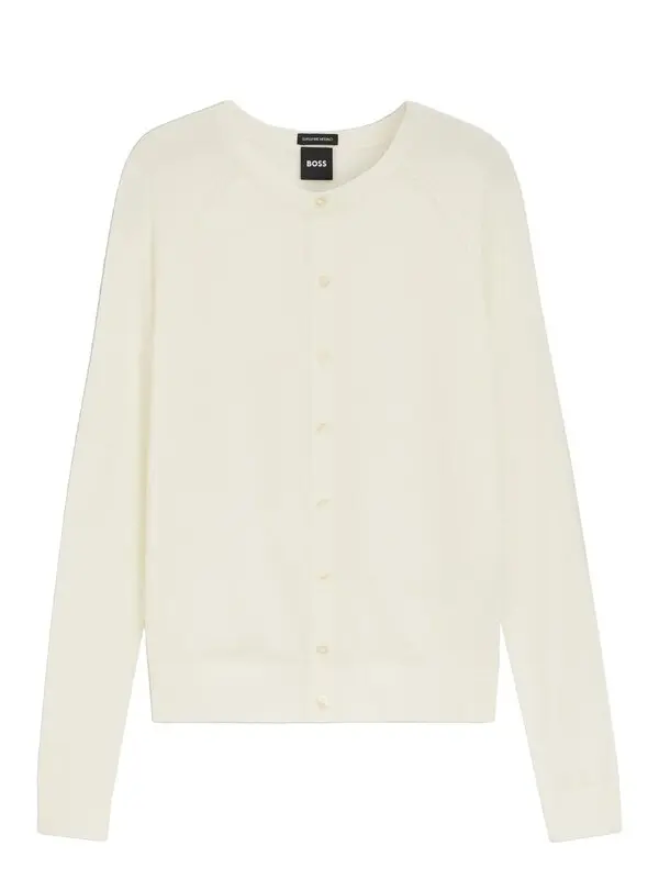 BOSS Superfine Merino Wool Cardigan - White