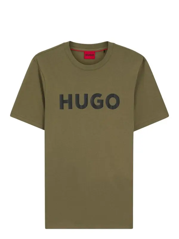 Hugo Cotton Jersey T-shirt With Logo Print - Light Green
