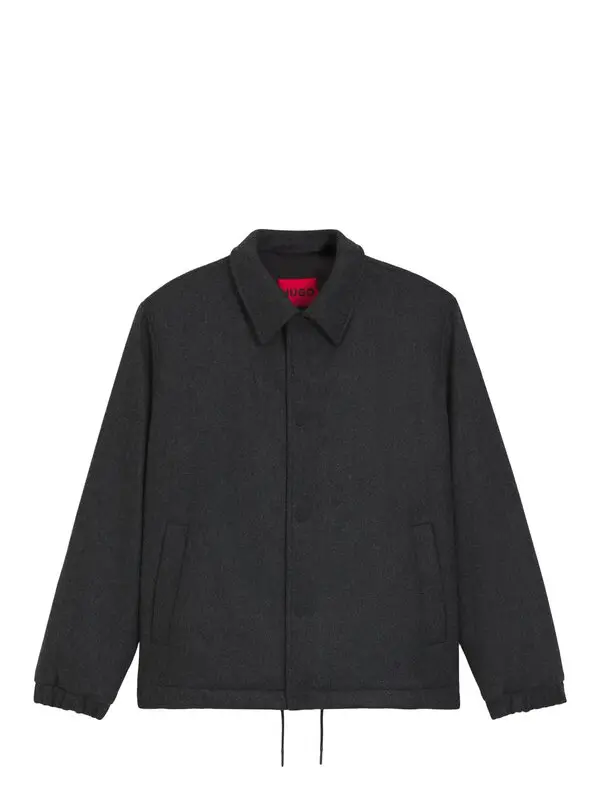 Hugo Regular-fit Coach Jacket In Wool Blend - Grey