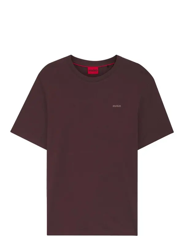Hugo Logo-print T-shirt In Cotton Jersey - Light Brown