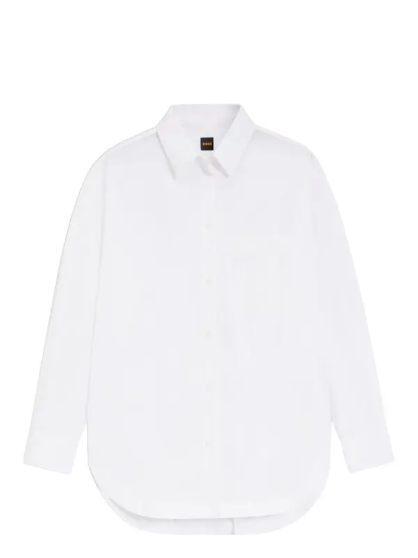 BOSS Oversized-fit Blouse In Organza And Poplin - White