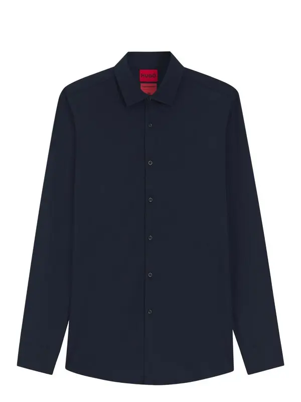 Hugo Slim-fit Shirt In Stretch Twill - Dark Blue
