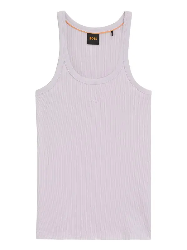 BOSS Racer-back Tank Top In Stretch Cotton - Light Purple