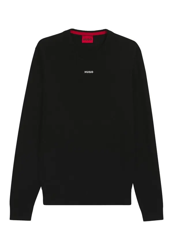 Hugo Cotton Sweater With Logo Detail - Black
