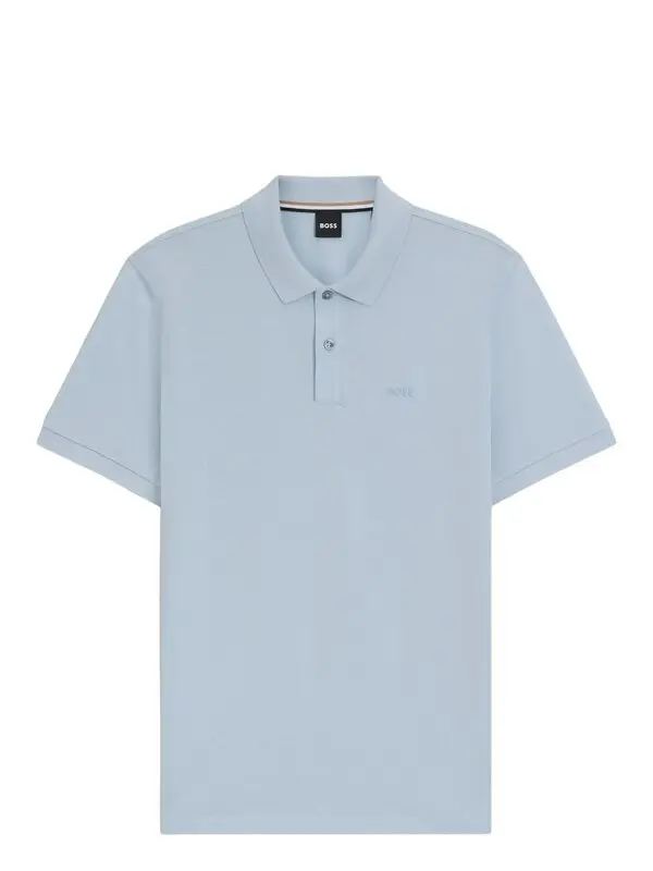 BOSS Pallas Logo-detail Polo Shirt In Cotton Piqu - Light Blue