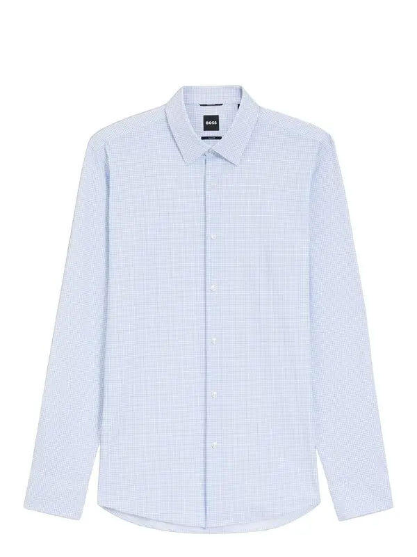 BOSS Printed Slim-fit Shirt In Performance-stretch Jersey - Light Blue
