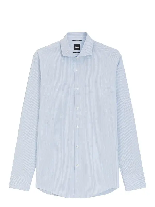 BOSS Checked Slim-fit Shirt In Performance-stretch Fabric - Light Blue