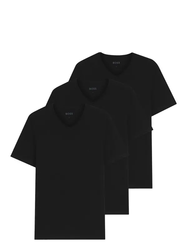 BOSS Three-pack Of Cotton V-neck Undershirts - Black