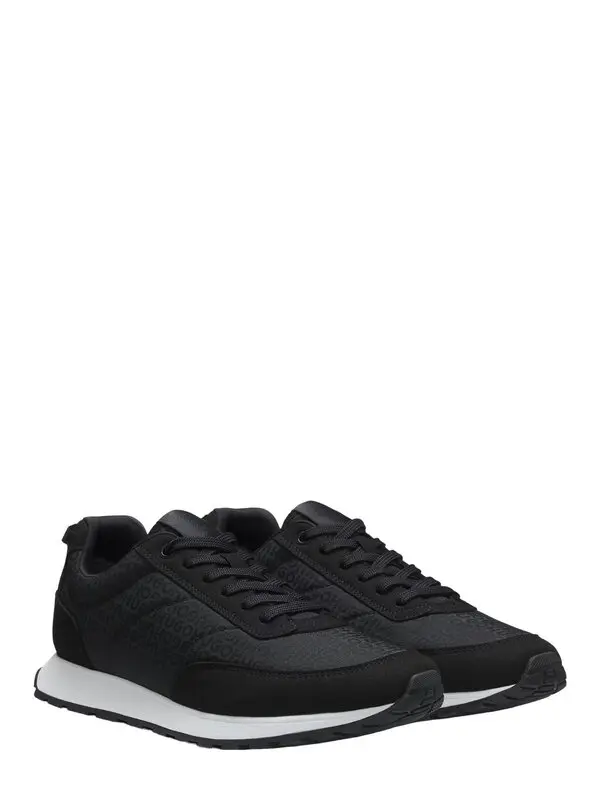 Hugo Running-inspired Trainers With Monogram-jacquard Uppers - Black
