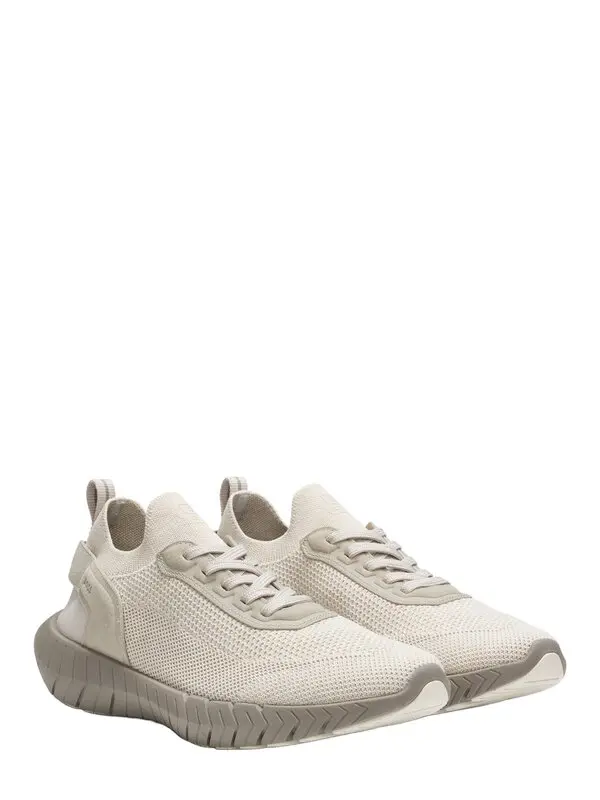 BOSS Motion Sneakers With Knitted Uppers And Leather Trims - Light Beige