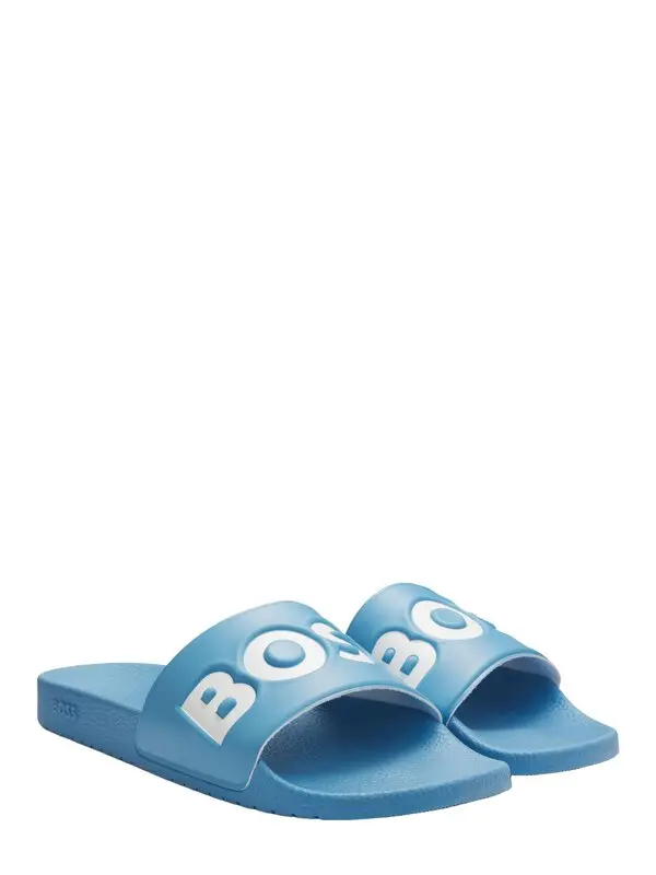 BOSS Italian-crafted Slides With Logo - Turquoise
