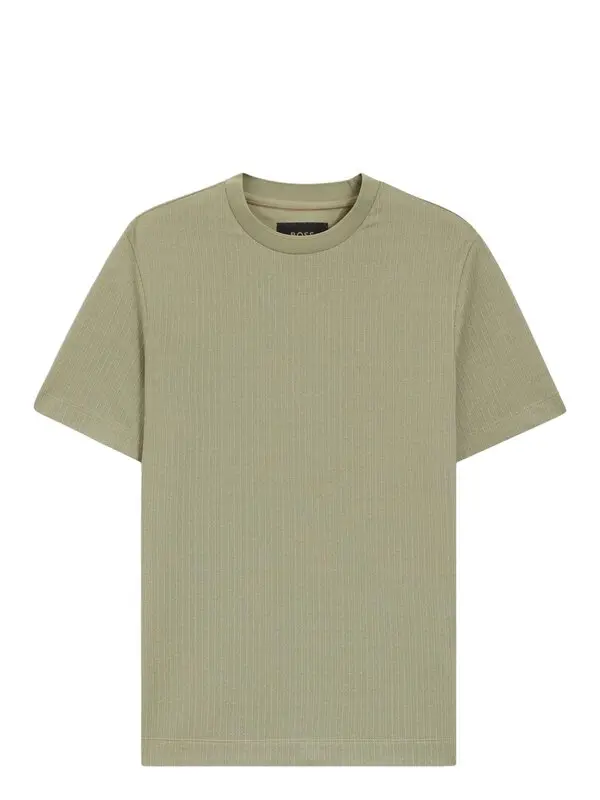BOSS Cotton-silk T-shirt With Geometric Jacquard - Light Green
