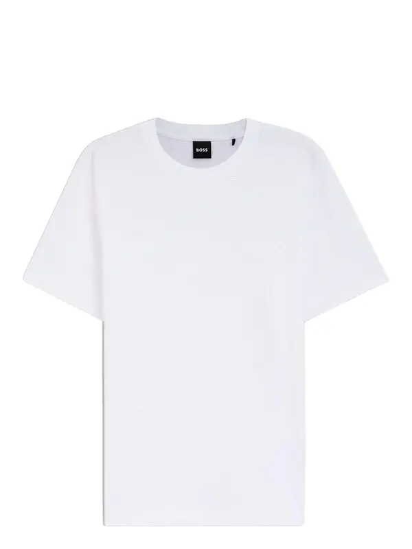 BOSS Bubble-jacquard Structure T-shirt In A Cotton Blend - White