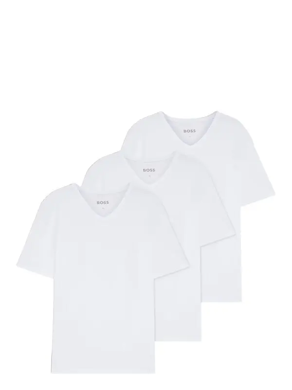 BOSS Three-pack Of Cotton V-neck Undershirts - White