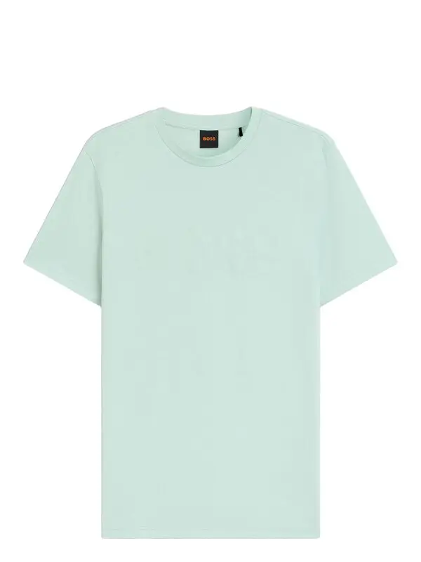 BOSS Cotton-jersey T-shirt With Large Logo Print - Turquoise