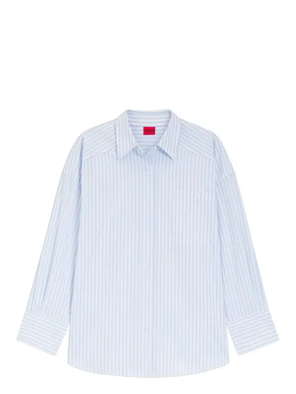 Hugo Oversized Striped Cotton Poplin Blouse - Patterned