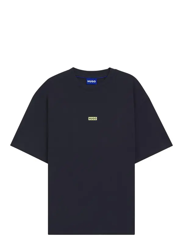 Hugo Logo-print T-shirt In Cotton Jersey - Dark Blue