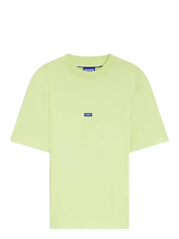 Hugo Cotton-jersey T-shirt With Blue Logo Patch - Green
