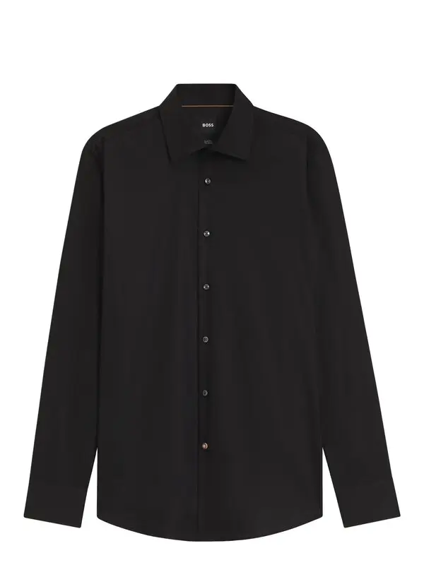 BOSS Easy-iron Slim-fit Shirt In Cotton Poplin - Black