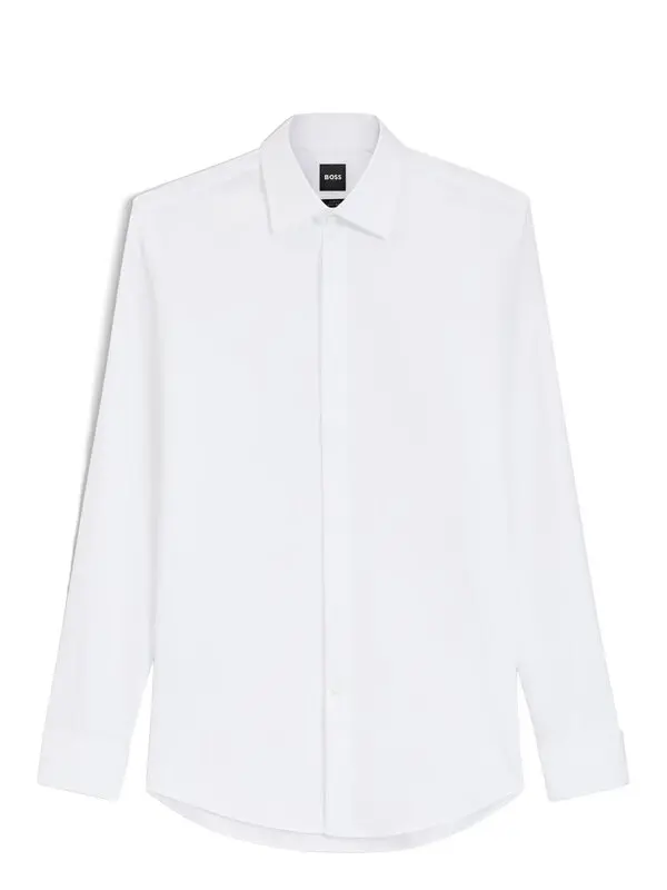 BOSS Easy-iron Slim-fit Shirt In Stretch-cotton Poplin - White