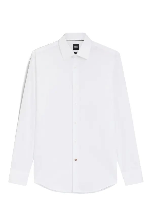 BOSS Easy-iron Slim-fit Shirt In Cotton Poplin - White