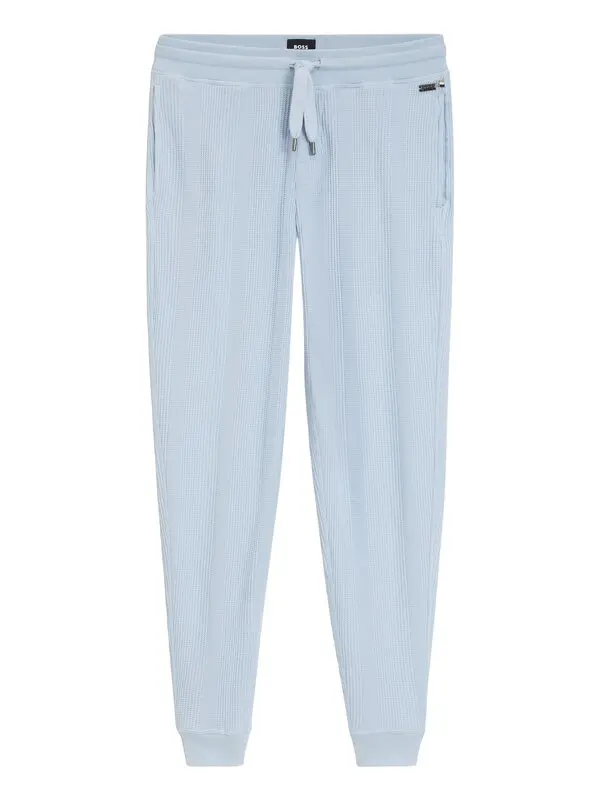 BOSS Cotton-blend Sweatpants With Waffle Structure - Light Blue