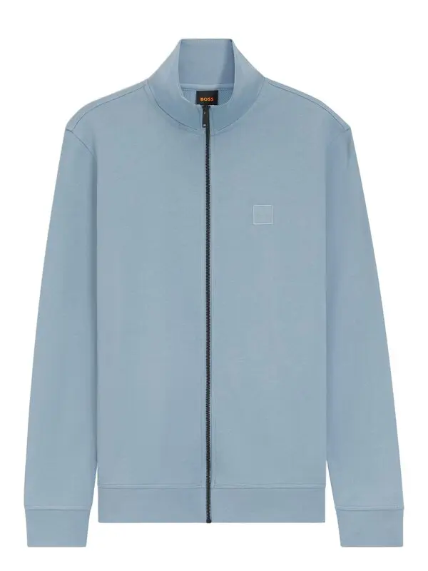BOSS Cotton-terry Jacket With Logo Patch - Light Blue