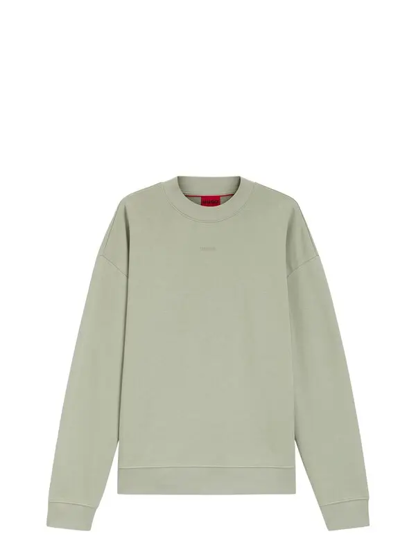 Hugo Relaxed-fit Cotton Terry Sweatshirt With Logo - Light Green