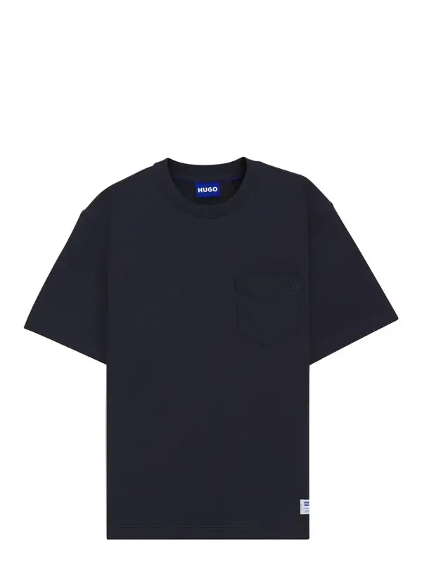 Hugo Logo-label T-shirt In Cotton Jersey - Dark Blue