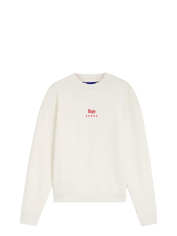 Hugo Cotton-terry Sweatshirt With Motif - White