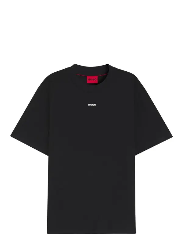 Hugo Relaxed-fit Cotton-jersey T-shirt With Logo Print - Black