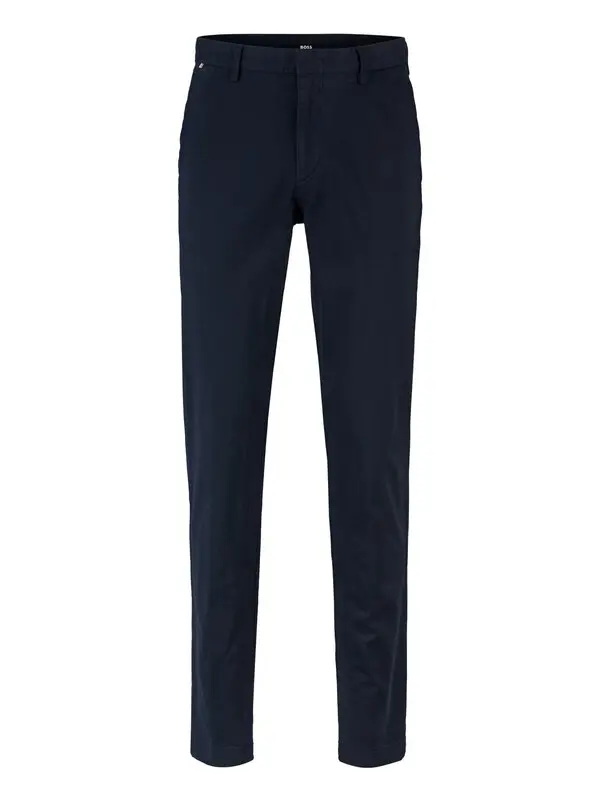 BOSS Slim-fit Chinos In Stretch-cotton Gabardine - Dark Blue