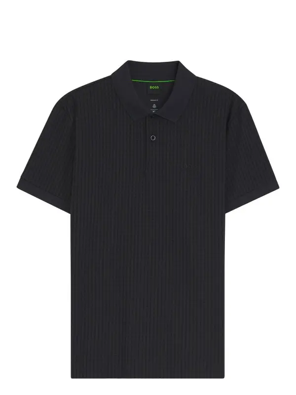 BOSS Cotton-piqué Polo Shirt With All-over Print - Dark Blue