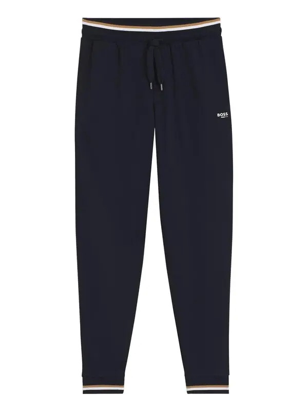 BOSS Cotton-terry Tracksuit Bottoms With Signature Stripes And Logo - Dark Blue
